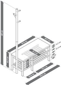 Tchibo - Lavice s věšákem na šaty - barva: hnědá
