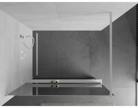 Mexen Kioto+, sprchová zástěna Walk-In s poličkou a věšákem 90 x 200 cm, 8mm sklo vzor zrcadlo, bílý profil, 800-090-121-20-50