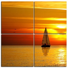 Obraz na plátně - Loď při západu slunce - čtverec 3247E (100x100 cm)