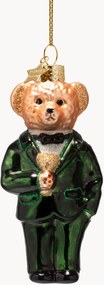 Ručně foukaná vánoční ozdoba Bear In Clothes