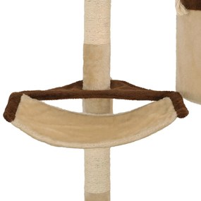 Nástěnné škrabadlo pro kočky - sisalové sloupky - béžovohnědé | 194 cm