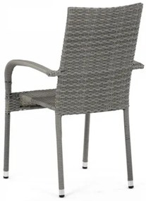 Zahradní židle stohovatelná šedý umělý ratan kov AZC-S2114 GREY