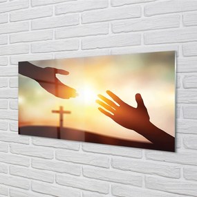 akrylový obraz cross hands 125x50 cm