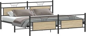 Kovový rám postele bez matrace dub sonoma 193 x 203 cm 3325100