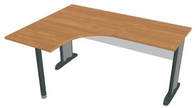 Stůl ergo oblouk pravý 160×120/60 cm - Hobis Cross CE 60 P Dekor stolové desky: olše, Dekor lamino podnože: bílá, Barva nohou: černá