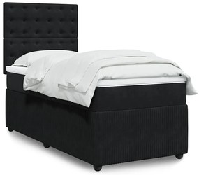 Box spring postel s matrací černá 90x200 cm samet 3294552