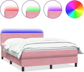 Box spring postel s matrací a LED růžová 160x210 cm samet 3316700