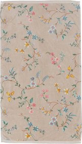 Pip Studio ručníky z bavlněného froté Les Fleurs, khaki (Luxusní ručníky z bavlněného froté v designu Les Fleurs v barvě khaki)