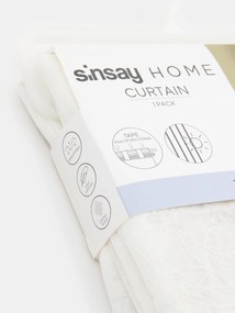 Sinsay - Záclona na řasící pásce s gumovým květinovým potiskem - bílá