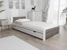 Postel IKAROS 80 x 200 cm, bílá/dub lanýž Matrace: Matrace Coco Maxi 20 cm, Rošt: S laťkovým roštem