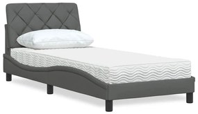 Postel s matrací tmavě šedá 90 x 190 cm textil 3310707