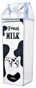 Plastová průhledná láhev ve tvaru kartonového boxu Fresh Milk – 1000 ml
