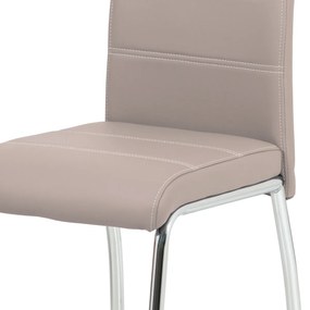 Jídelní židle NAOMI, lanýžová eko-kůže, bílé prošití,