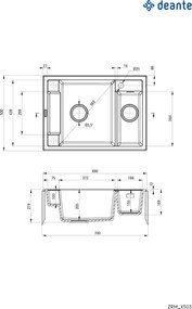 Deante Dřez Magnetic 1,5 komory, granit  - ZRM T503 antracit metalic