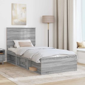 Rám postele s čelo Šedá Sonoma 75 x 190 cm Masivní borové dřevo 3409422