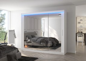 ADRK Furniture Posuvná skříň se zrcadlem a LED osvětlením CHESTER 250 SW-CHE-W-250+L-V374