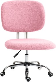 Kancelářská židle Vinsetto ergonomická kancelářská židle výškově nastavitelná bez područek otočná židle sametově růžová pro domácí kancelář a hraní h…