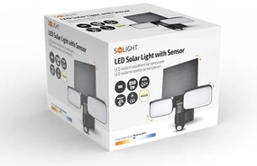 Solight LED solární osvětlení se senzorem, 9W, 850lm, 4000K, Li-Ion, černá