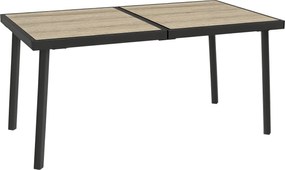 Zahradní stůl Outsunny, balkonový stůl, 145 x 85 cm terasový stůl pro 6 osob s dřevěným vzhledem, jídelní stůl do zahrady, ocelový rám, šedý | Aosom