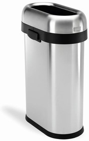 Odpadkový koš simplehuman pro obchodní prostory – 50 l, slim, otevřený, kartáčovaný nerez