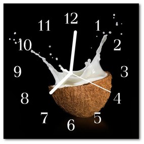 Nástenné skleněné hodiny Kokosový ořech 30x30 cm
