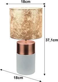TEMPO Stolní lampa, šedohnědá / růžovozlatá / zlatá vzor, QENNY TYP 18