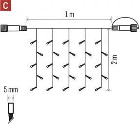 Emos D1EC01 CONNECT / LED světelná opona / 100 LED / 1x2 m / IP44 / st