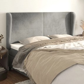 Čelo postele typu ušák světle šedé 183x23x118/128 cm samet 3117736