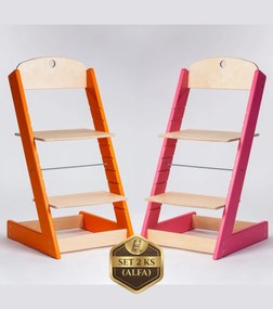 Lucas Wood Style - rostoucí židle ALFA III zvýhodněný set 2 ks - oranžová + růžová