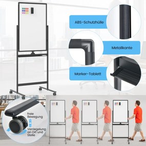Costway Oboustranná mobilní tabule se zásobníkem na pera a – černý