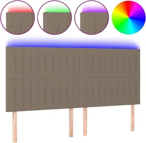 Čelo postele s LED taupe 200x5x118/128 cm textil 3122688