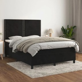 Box spring postel s matrací černá 140 x 190 cm samet,  3142961