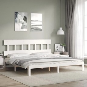 Postel bez matrace bílá 200 x 200 cm masivní borovice 3193617