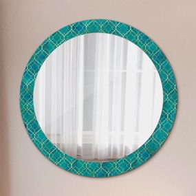 Kulaté dekorativní zrcadlo Zelená a zlaté složení fi 80 cm