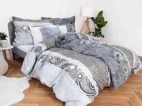 MKLuzkoviny.cz Bavlněné povlečení na 2 postele – Ornela 2 šedá 140×200cm 70×90cm