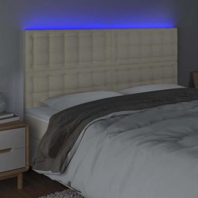 Čelo postele s LED krémové 200x5x118/128 cm umělá kůže 3122534