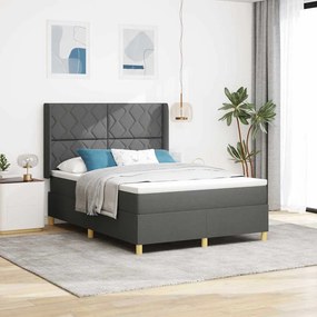 Postel s boxspringem s čelo Tmavě šedá 140 x 200 cm textil 3341897