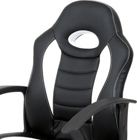 Autronic Dětská židle KA-V107 WT, bílá-černá ekokůže/černý plast
