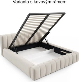 Čalouněná postel FRODIONE, 120x200 cm, s úložným prostorem a roštem Úložný prostor: S kovovým rámem úložného prostoru, Barva látky Wind: Černá (Wind 99)