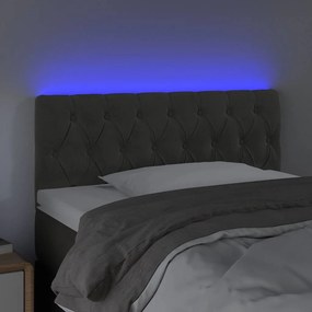 Čelo postele s LED tmavě šedé 100 x 7 x 78/88 cm samet 3121991