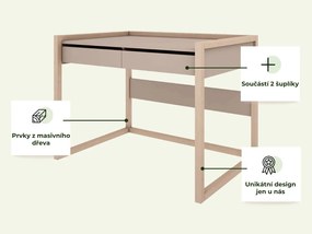 Psací stůl na dřevěných nohách BASIC mocca