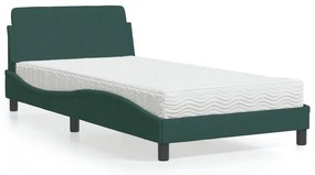 Postel s matrací Dover tmavě zelená 100 x 200 cm samet 3208354