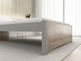 Postel IKAROS 90 x 200 cm, dub sonoma/šedá Rošt: S laťkovým roštem, Matrace: Matrace Somnia 18 cm