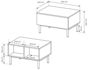 Obývací stěna LANG B | 3 díly |  280 cm + 80x60 cm | černá/dub evoke