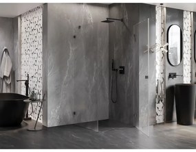 Mexen Lunar-B L výklopný sprchový kout pravý 80 x 80 cm, čiré sklo, broušený grafit, 832L-080-080-66-00-P