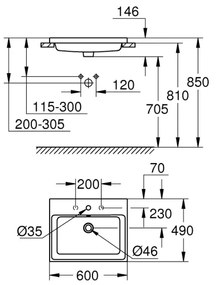 GROHE 3947900H - Umyvadlo CUBE CERAMIC 600 × 490 mm keramika/bílá