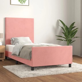Rám postele s čelem růžový 90x190 cm samet 3125610