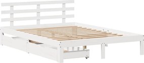 Rám postele se zásuvkami bílý 135 x 190 cm masivní borovice 3302001