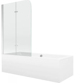 Mexen Cube obdélníková vana 180 x 80 cm s pláštěm a 2-křídlovou zástěnou 80 cm, Průhledné, Chromovaná - 550518080X9008020100