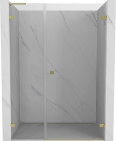 Mexen Lunar-B, L výklopné pravé sprchové dveře 135 cm, 8mm čiré sklo, zlatý matný profil, 832SL-135-050-55-00-P
